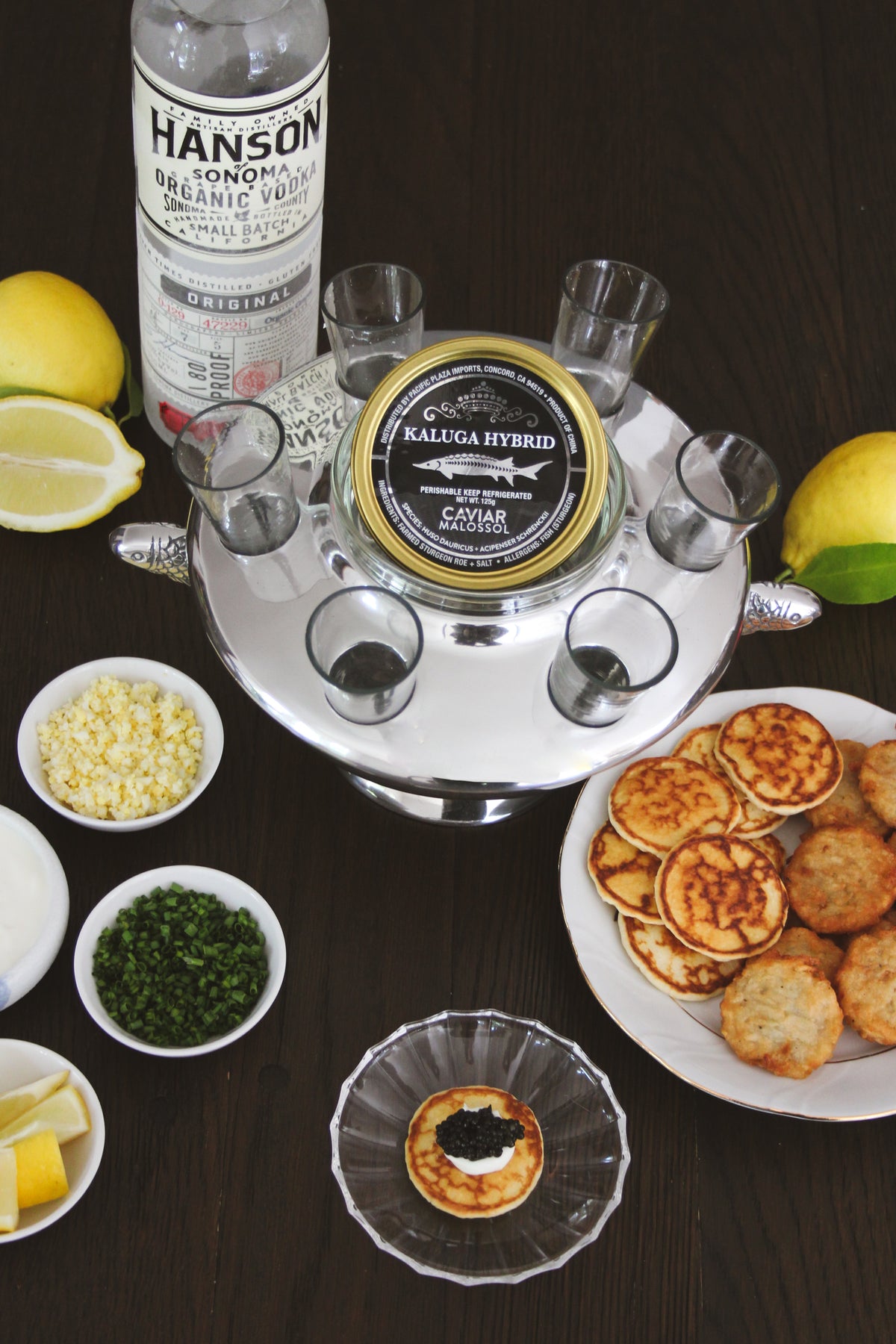 Silver plated caviar server- 6 glasses– Plaza De Caviar